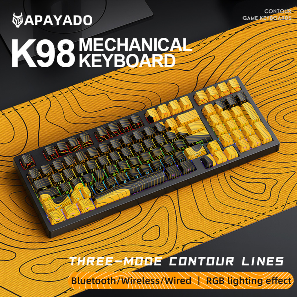 APAYADO K98 Tri-Mode Mechanical Keyboard RGB Lighting Hot-Swappable ...