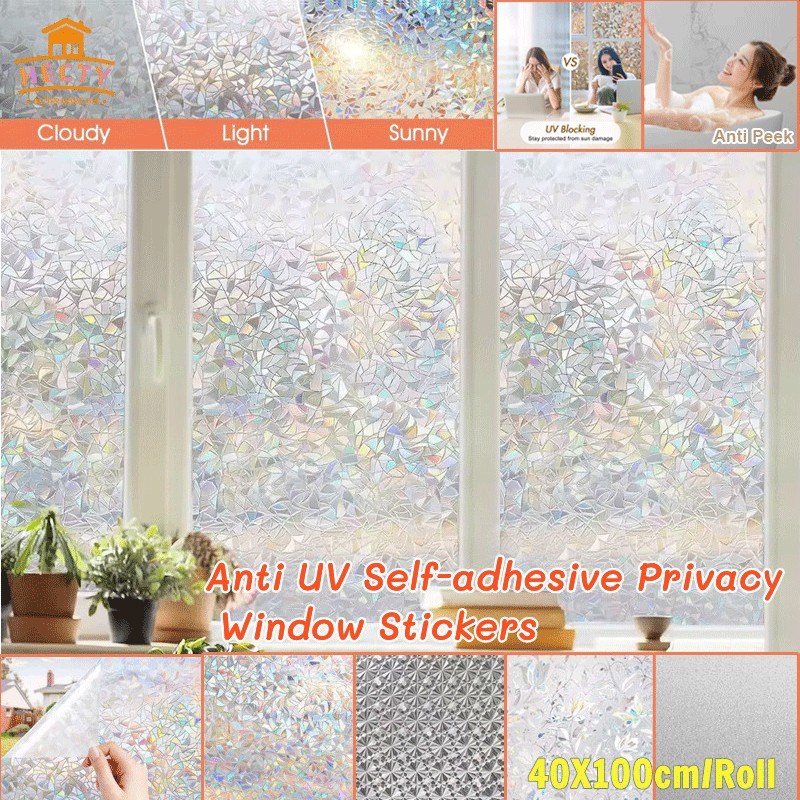 40*100CM Colorful Window Sticker Film Privacy UV Protection Frosted ...