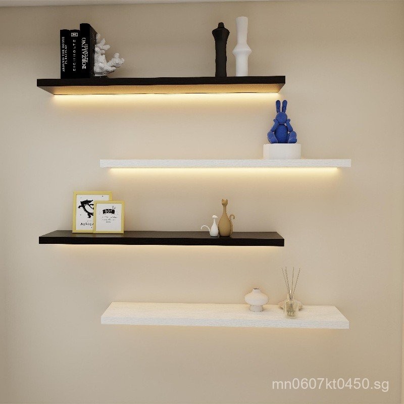 Floating Shelf with Lights, Wall-Mounted Decorative Shelf, Lighted ...