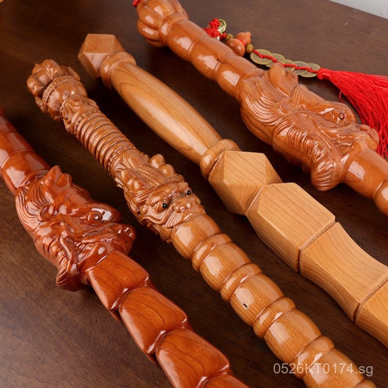 Ornament Jiang Taigong Mace Wood Carving God-Slapping Whip Hanging ...