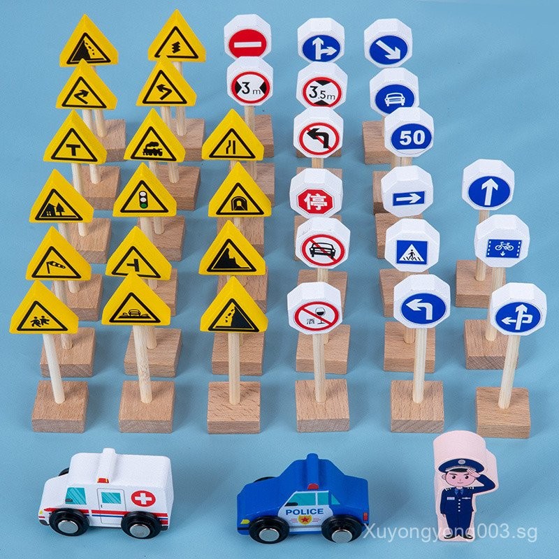 SG Montessori Educational Toys Traffic Sign Light Building Blocks Model ...