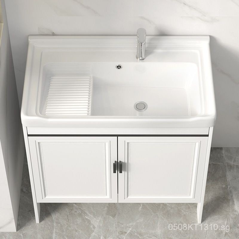 Wash Basin Laundry Sink with Scrubbing Board Ceramic Laundry Cabinet ...