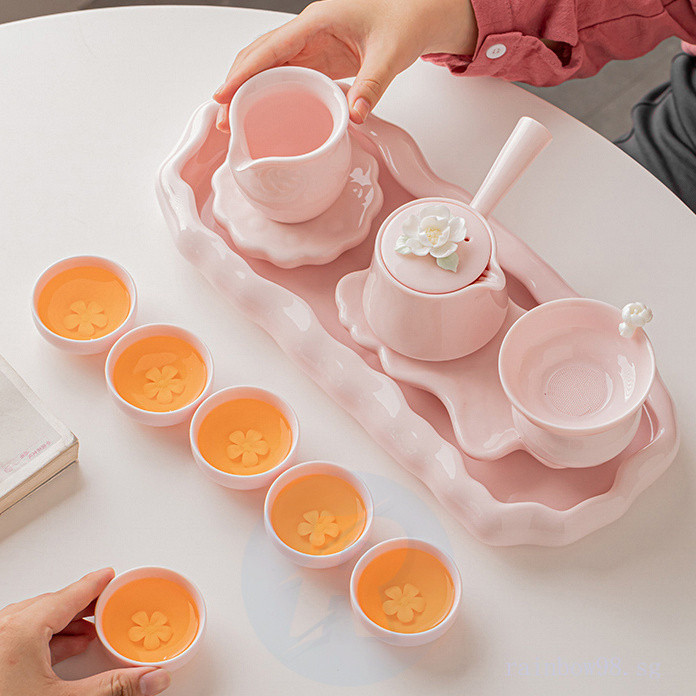Pink Women's Kung Fu Tea Set Home Simple Luxury High-end Water Storage ...