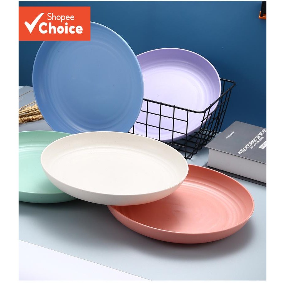Wheat Straw Round Vegetable Plate Fruit Plate Home Scandinavian Salad ...