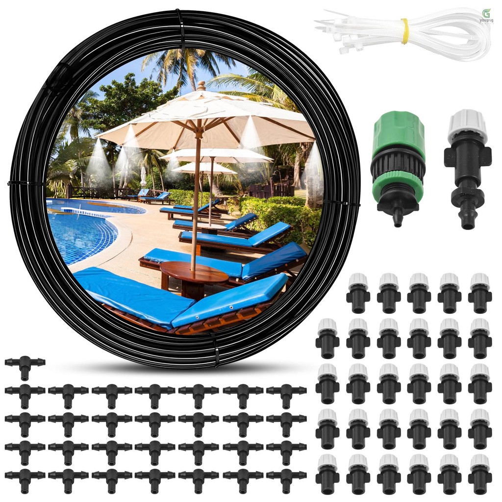 Outdoor Water Misting Cooling System, 98Ft (30M) Misting Line/16 Brass ...