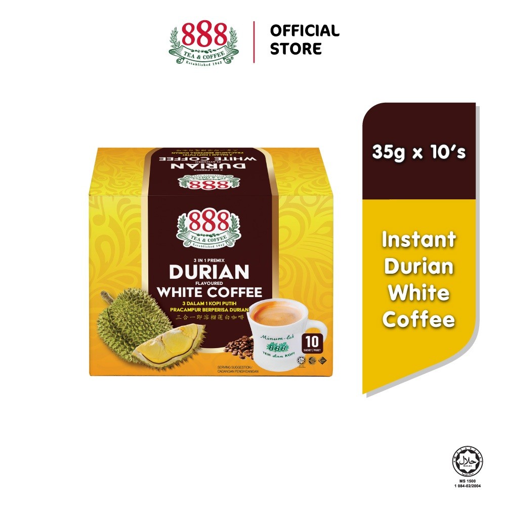 888 3 In 1 Instant Durian White Coffee Instant Coffee (35g x 10 Sachets ...