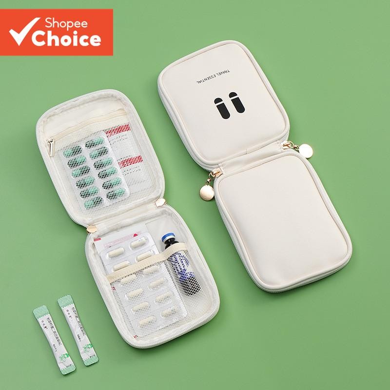 Travel Portable Mini Portable PU Leather First Aid Kit Medical Medicine ...