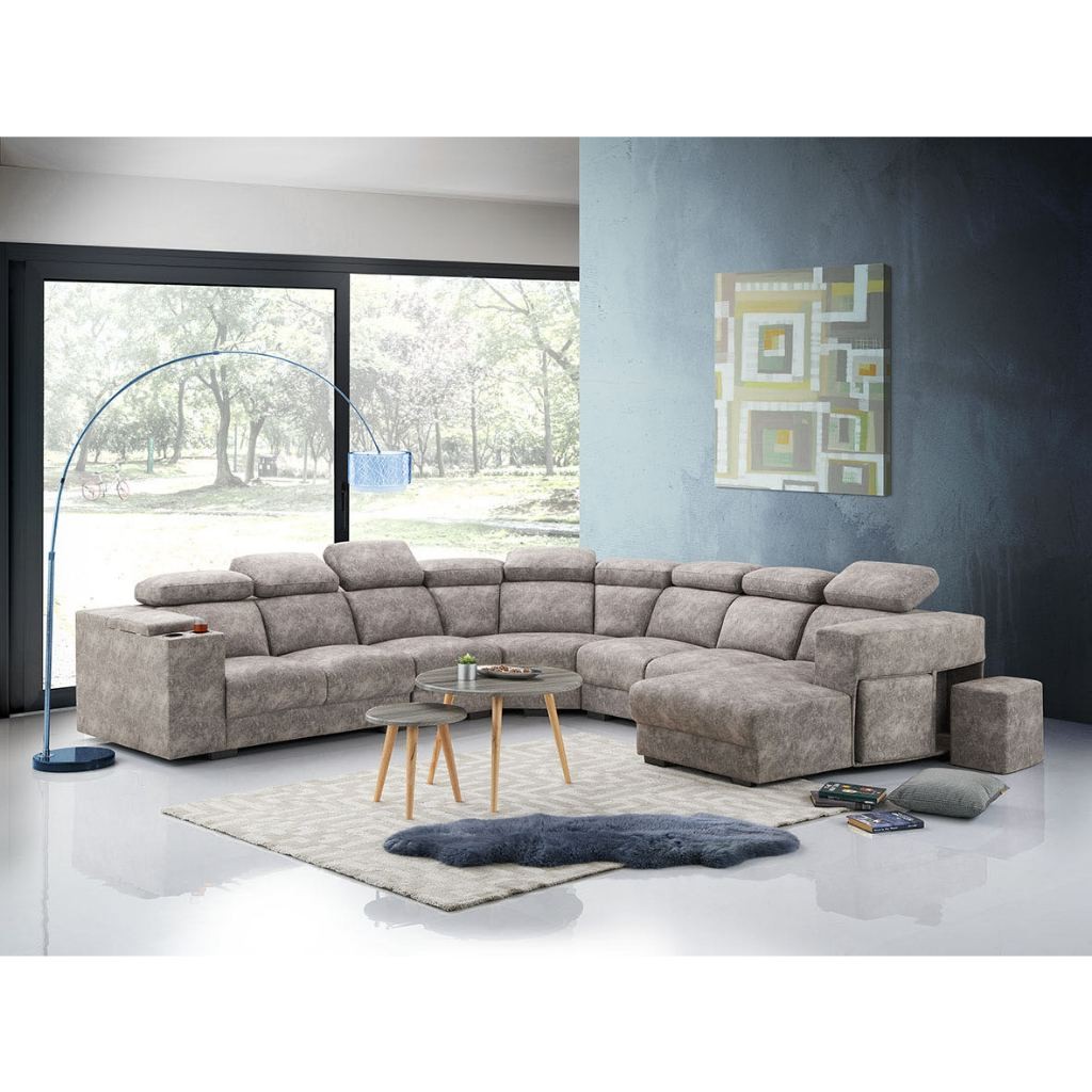 Messi 7 Seater Corner Fabric Sofa | Shopee Singapore