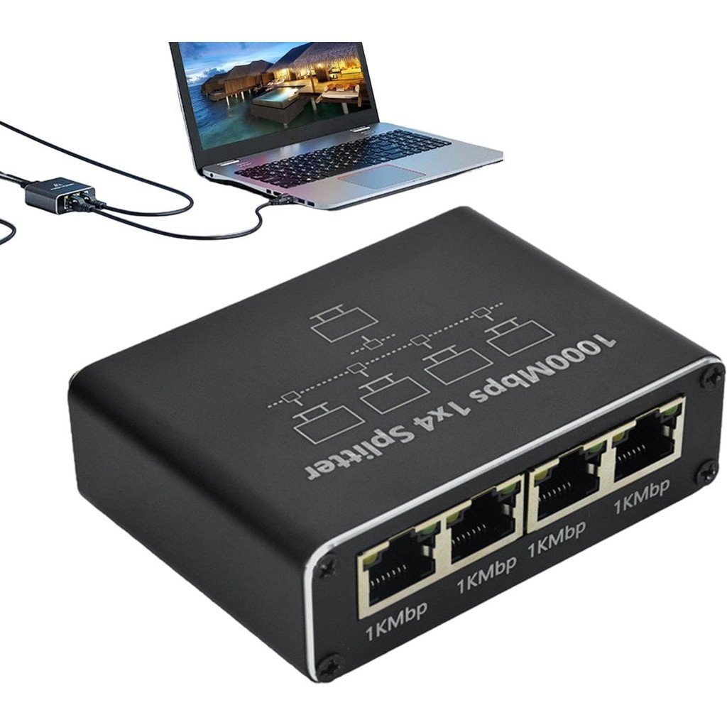 High Speed Ethernet Cable Splitter, 1 In 4 Out Network Cable Splitter ...