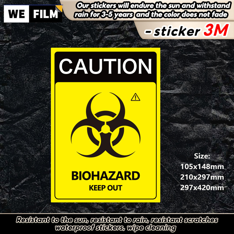 Biohazard Warning Danger Safety Waterproof PVC Sticker Sign for Virus ...