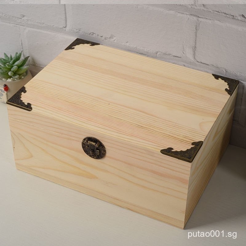 Wooden Box Storage Box Desktop with Lock ins Rectangular Large Small ...