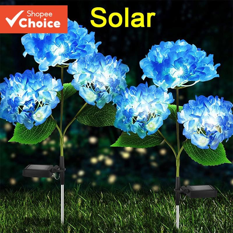 Solar 3Head Hydrangea LED Outdoor Flower Lights Waterproof Decoration ...
