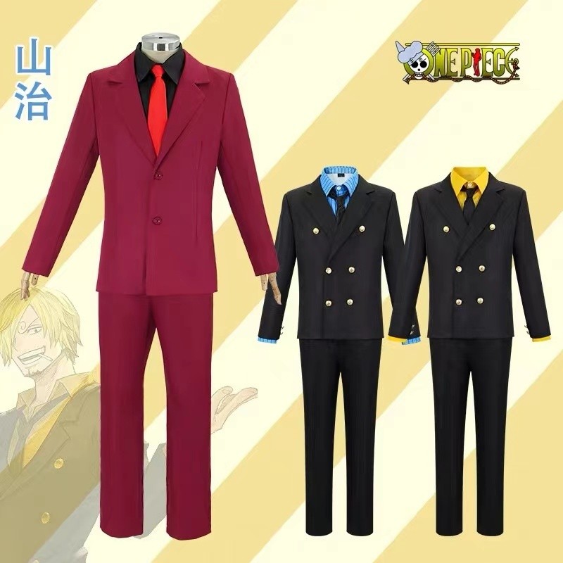 Hot sale One Piece Sanji cos Sanji Wano Country Red Yellow Blue Suit ...