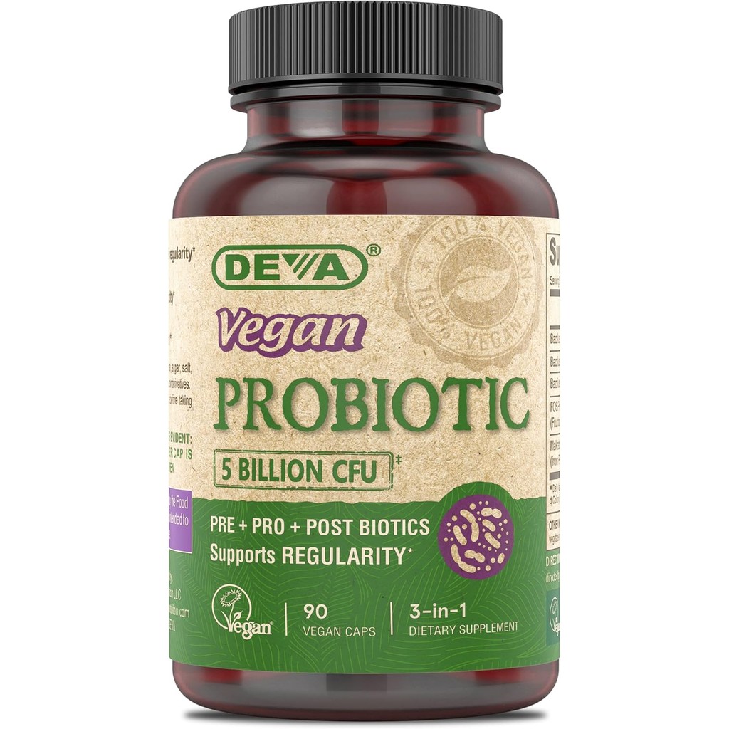DEVA Vegan Probiotic Supplement - Pre, Pro, and Postbiotics for ...
