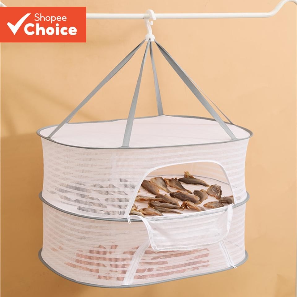 1 Tier Collapsible Mesh Basket Drying Net White Mesh Clothes Hanging ...