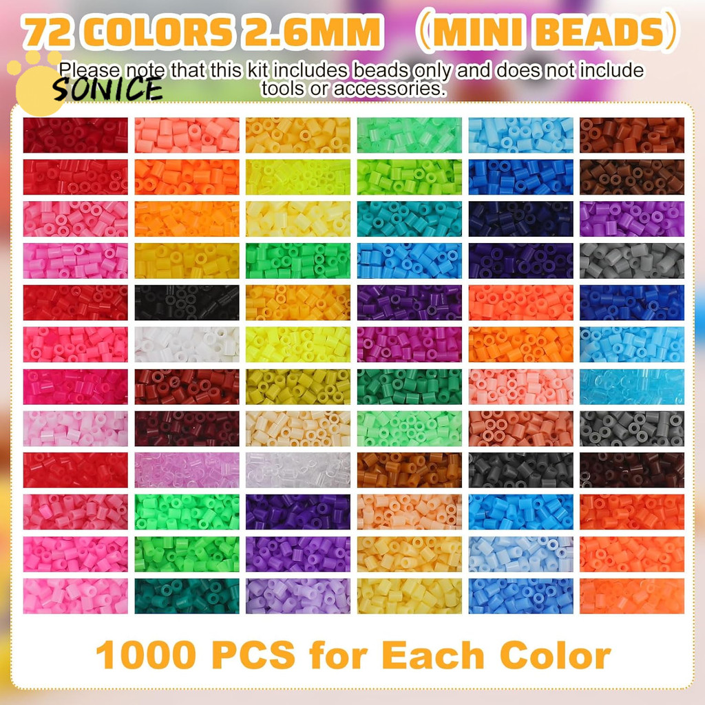 40000 Assorted Mini Fuse Beads 2.6 Mm 96 Colors Fuse Beads 10000 Pcs ...