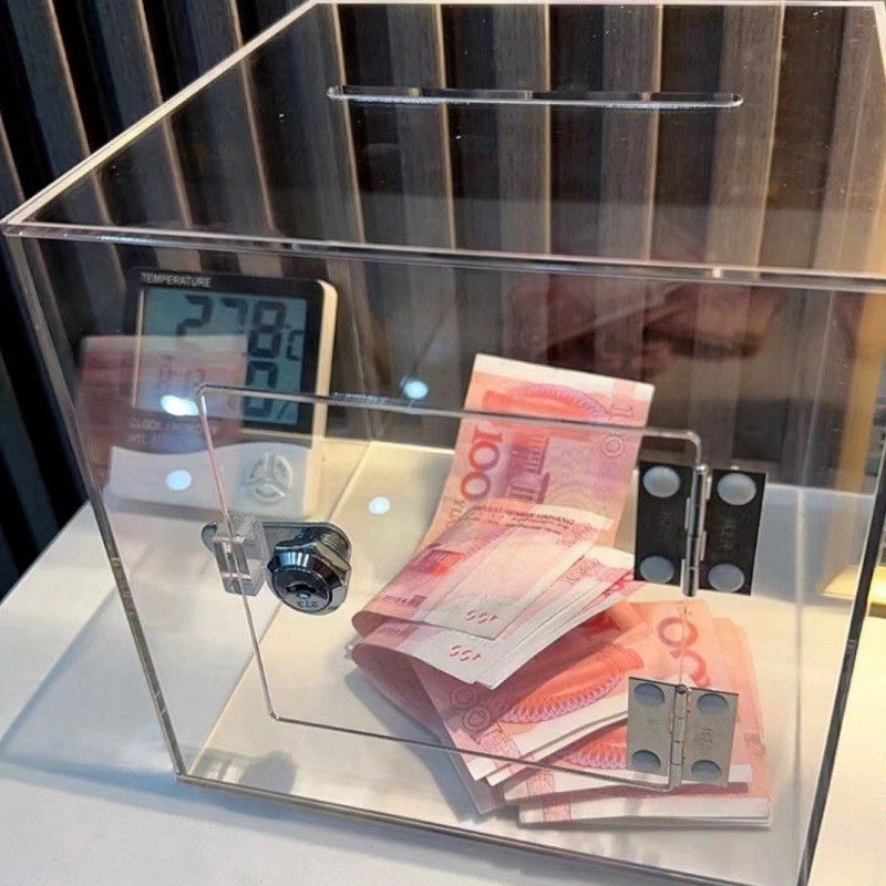 [Multiple Sizes]Money Box Donation Box with Lock Transparent Acrylic ...