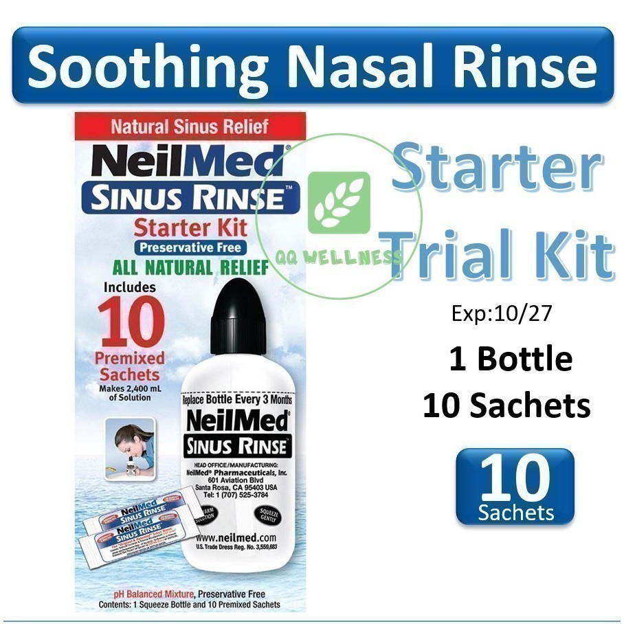 👍NeilMed Sinus Rinse Starter Kit 10 Premixed Sachets Nasal Saline Rinse ...