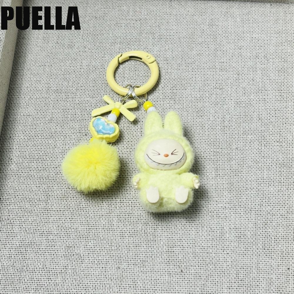 PUELLA Sit Down Labubu Pendant, Pile Coating Kawaii Flocking Labubu Key ...