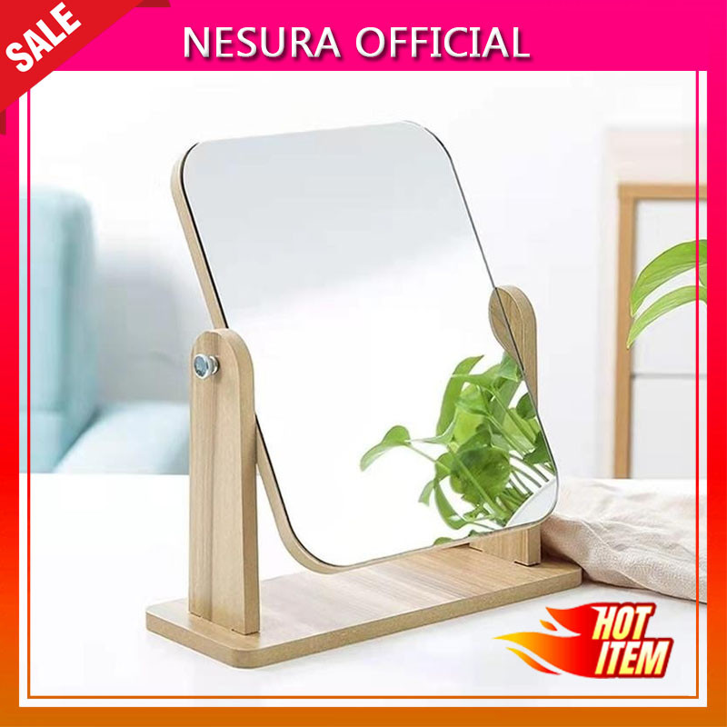 Portable Wooden Desk Mirror 360 Degree Rotation DIY Small and Large ...