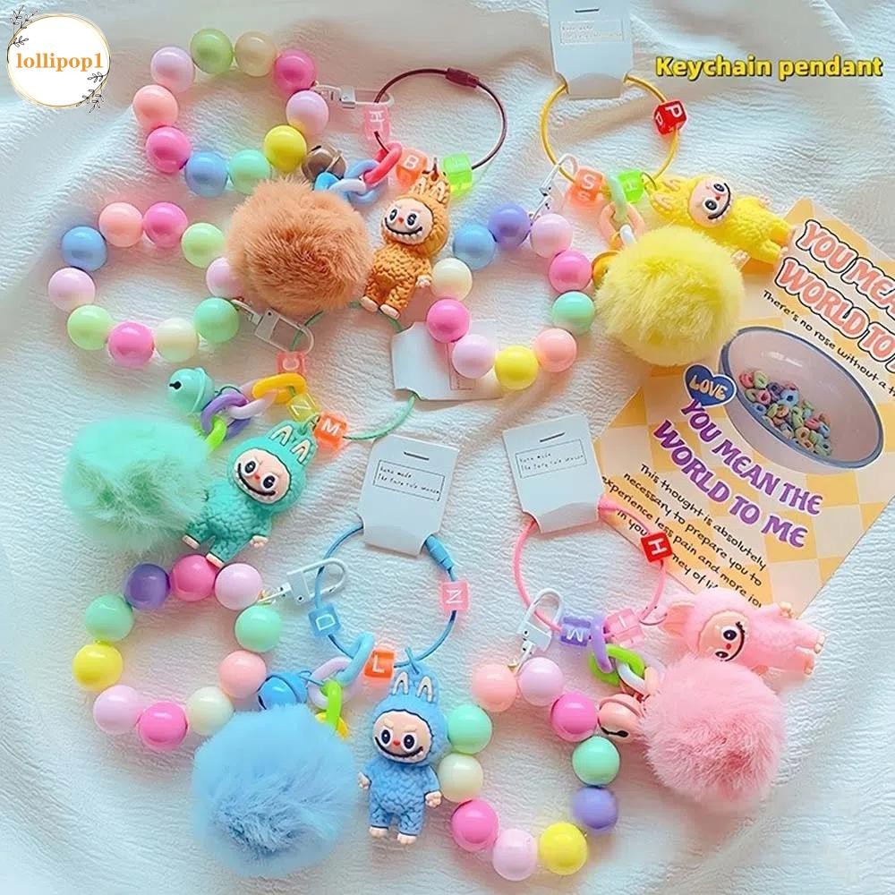 LOLLIPOP1 Plush Ball Labubu Pendant, Pop Mart Beads Candy Color Labubu ...