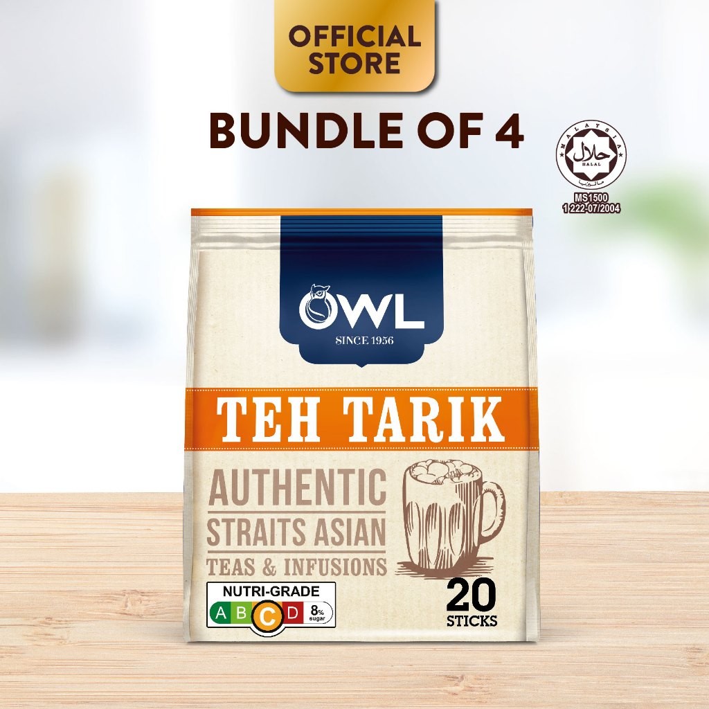 (Bundle of 4) OWL Teh Tarik Instant Foamy Tea, 20 sticks (Expiry: Jan ...