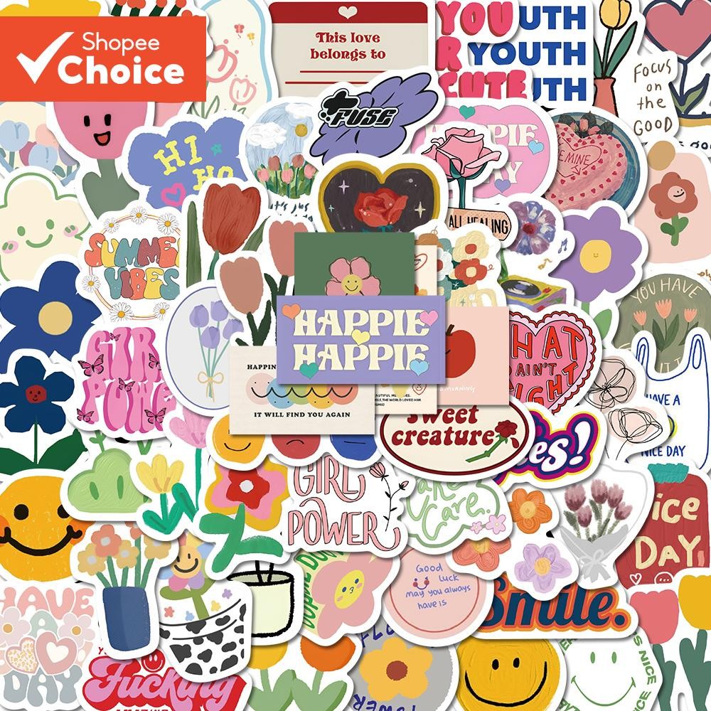 90PCS Kawaii Smiling Face Stickers - Waterproof Vinyl Decals for Phone ...
