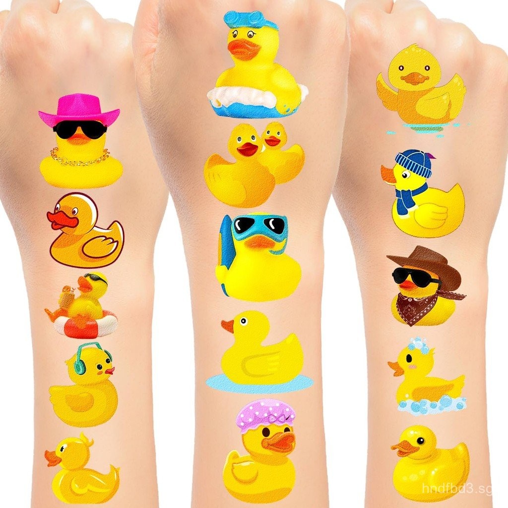 24 Sheets (144PCS) Rubber Duck Temporary Tattoos Rubber Duck Birthday ...