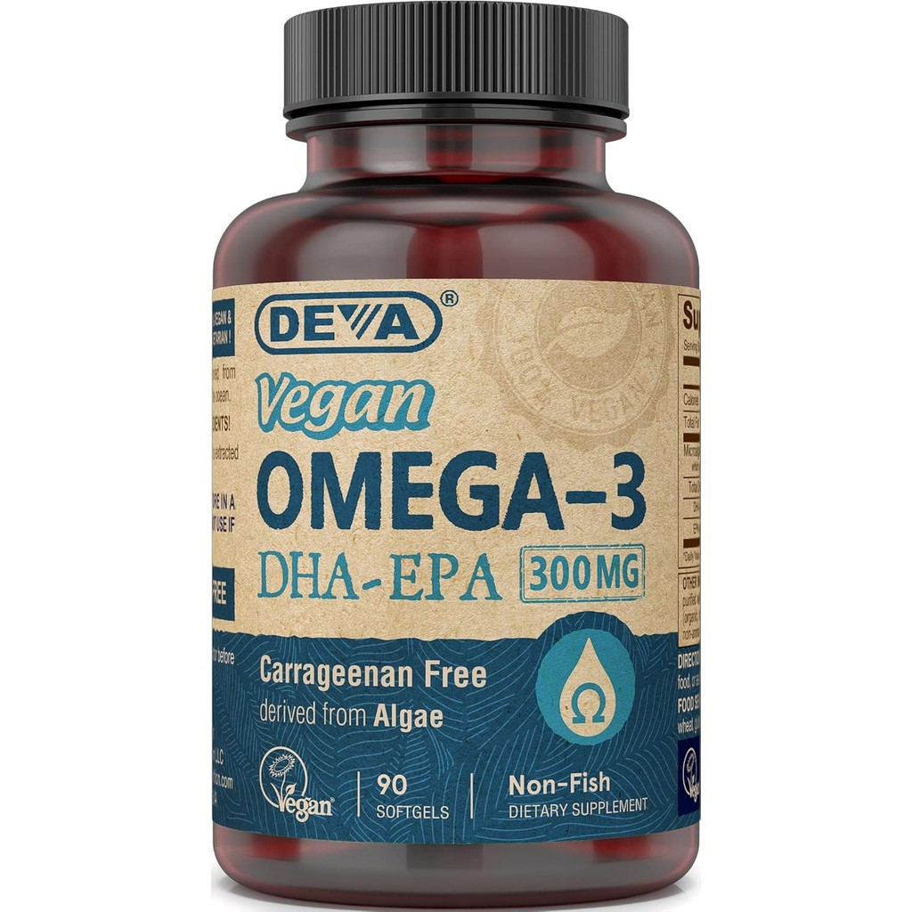 DEVA Vegan Omega-3 DHA EPA Supplement Once-Per-Day Softgel 300 MG ...