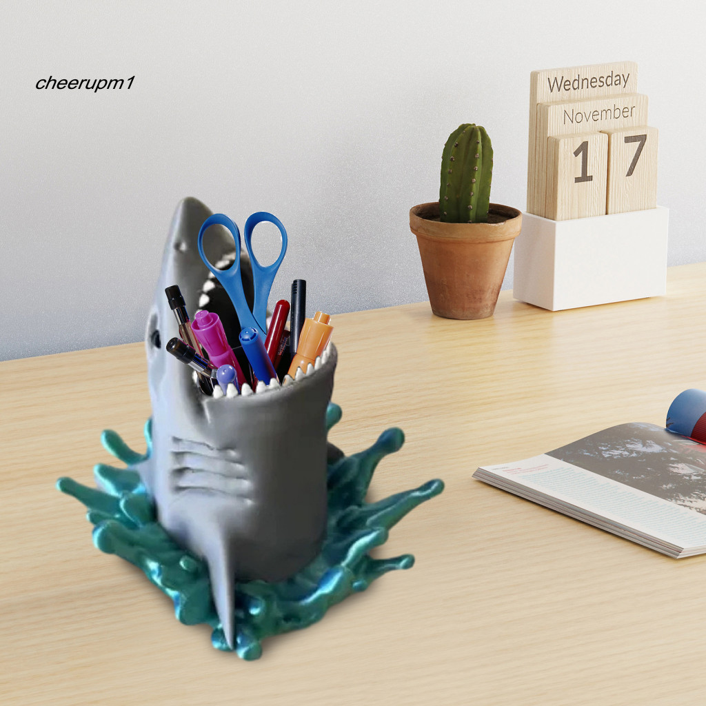 CHEER Sturdy Shark Pencil Pot Shark Attack Pen Holder 3d Printed Shark ...