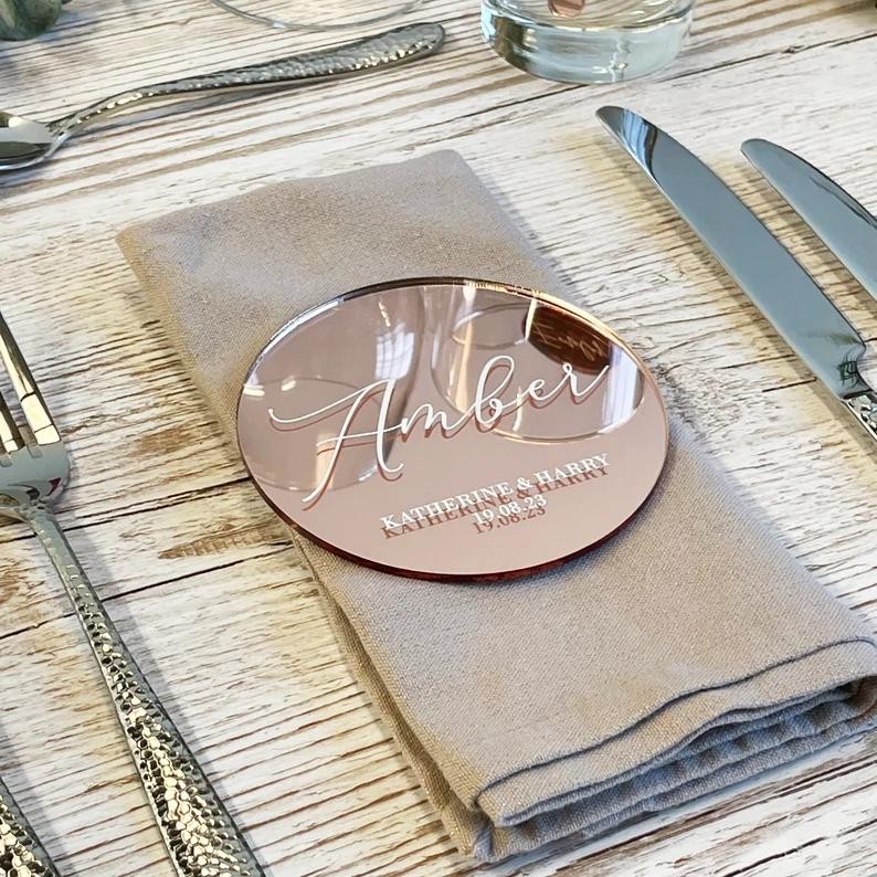 Customized Seat Card Dining Card Dining Seat Name Tag Customized Round ...