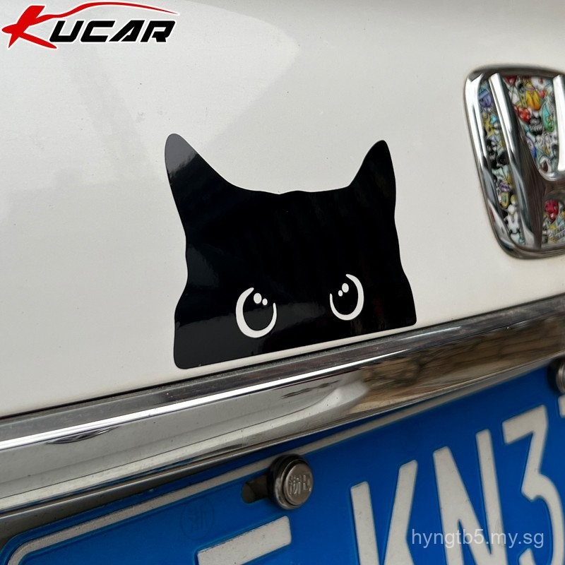 Cartoon Cat Car Sticker Black Cat Cute Peeking Motorcycle Electric ...