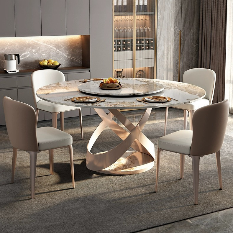 【SG】Dining Tables and Chairs Set round Sintered Stone Light Luxury ...