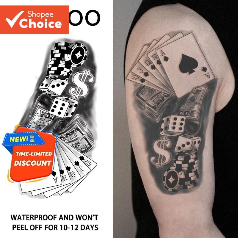 Poker Sieve Temporary Tattoo Sticker Waterproof Lasting 15 Days Non ...