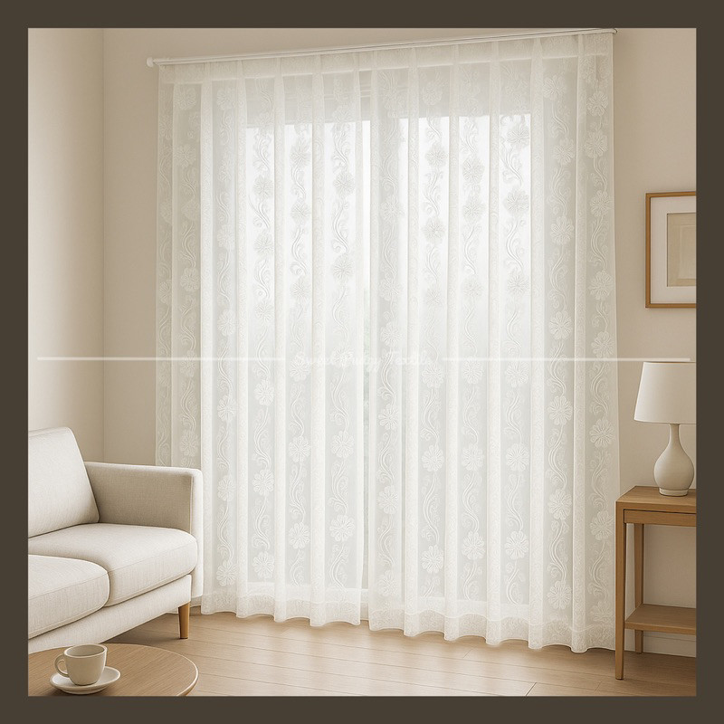 Kain Langsir Net Bidang 55” / Kain Langsir Lace / Elegant Lace Curtain ...