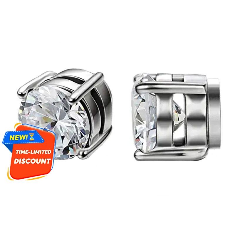 Zircon Magnetic Clip-On Earrings for Men & Women No-Piercing Fake Stud ...