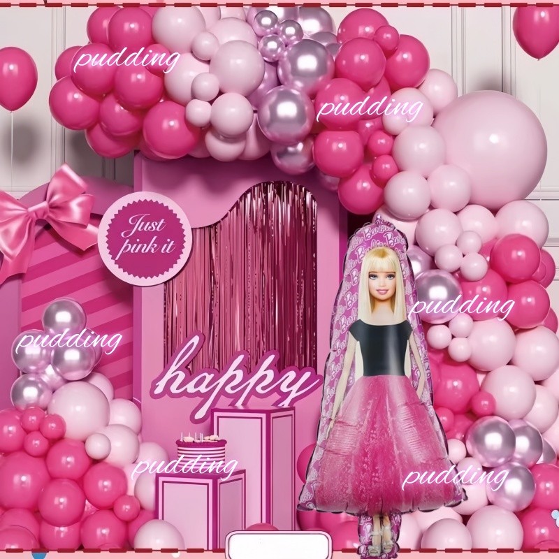 Barbie Princess Balloon Arch Kit Pink Rose Latex Balloon Girl Birthday ...