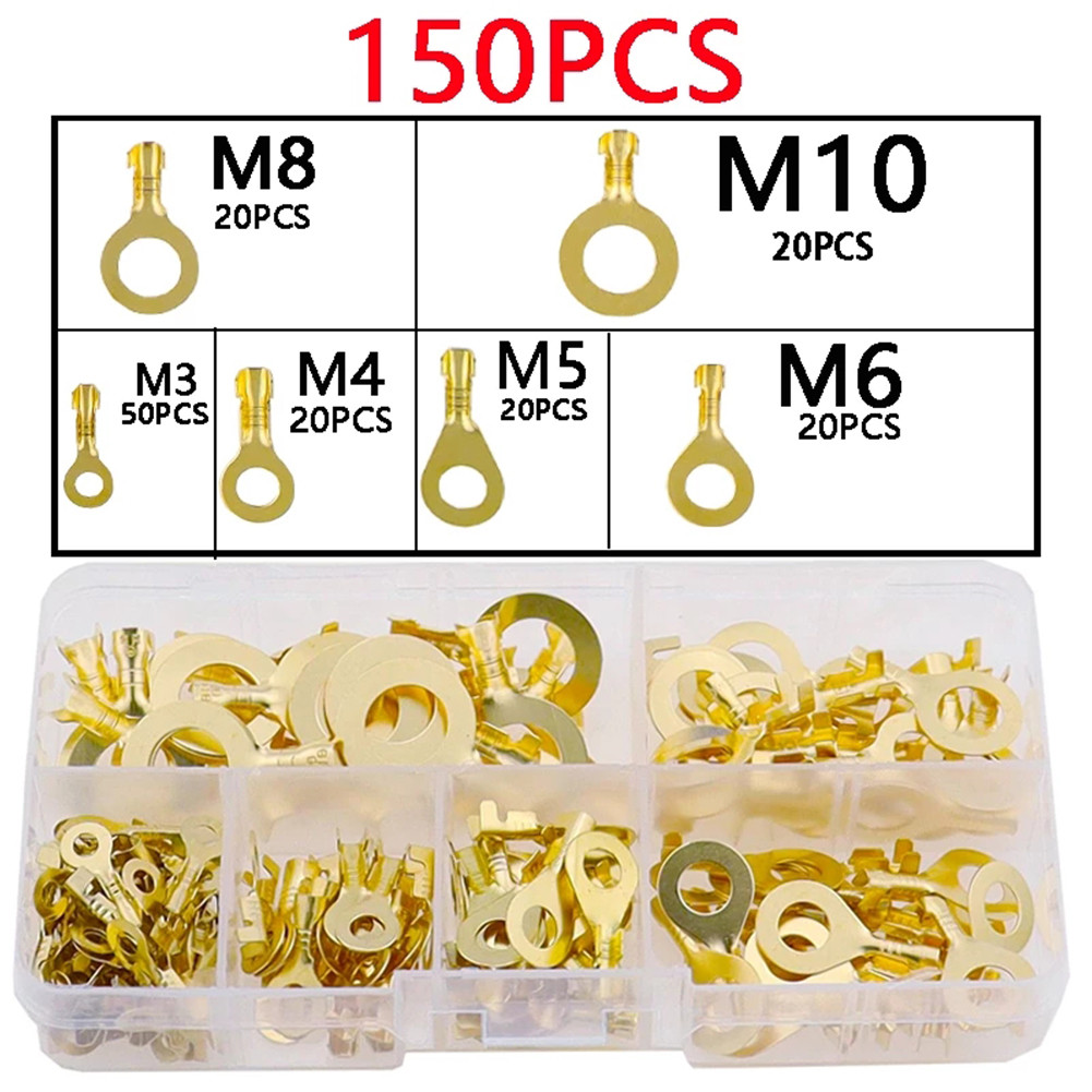 150PCS Cable Lug Wire Connector M3/M4/M5/M6/M8/M10 O-Type Terminal ...