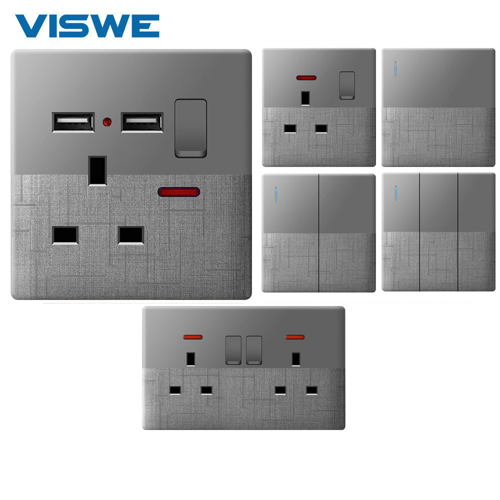 VISWE | usb socket | wall socket | power socket | wall switch | light switch | gray | S11 ...