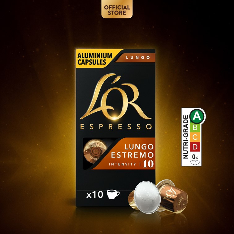 L'OR Espresso Lungo Estremo Intensity 10 Coffee Capsules- Compatible ...