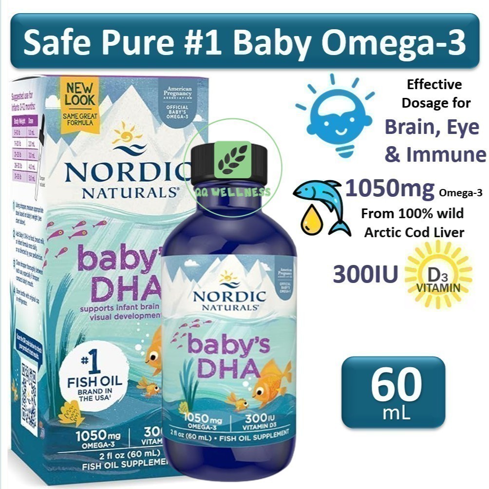 👍Nordic Naturals Baby DHA 60mL 1050mg Omega-3 300IU Vitamin D3 Safe ...