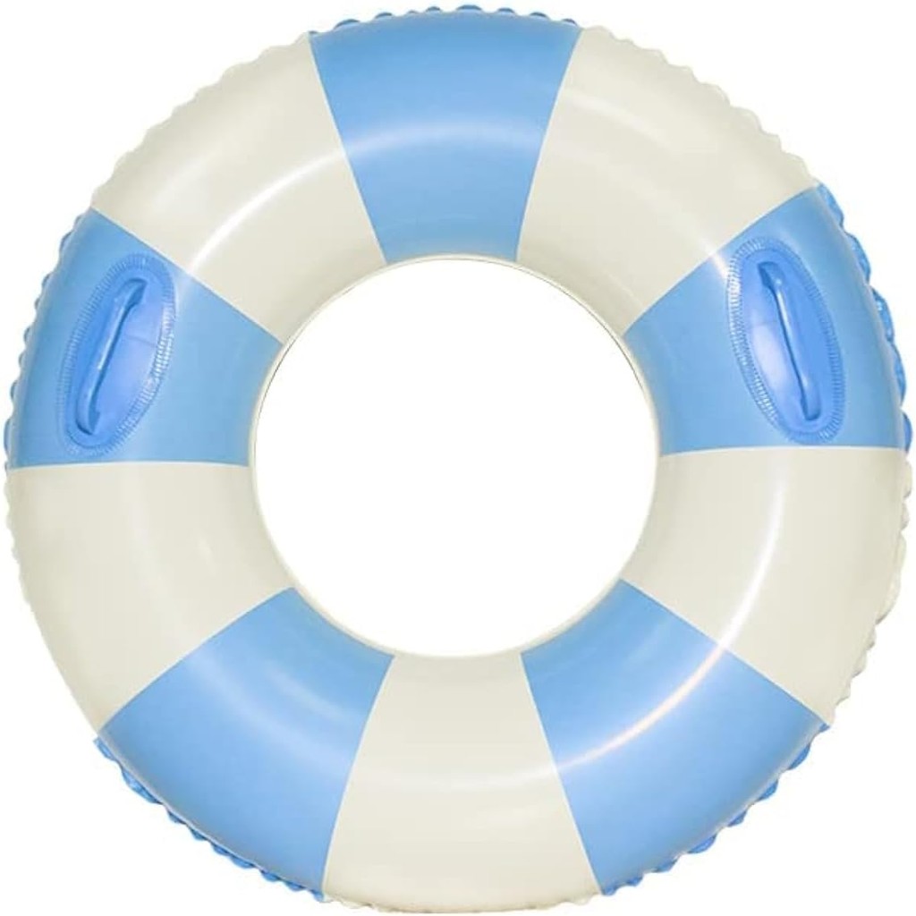 Large Swim Ring with Handles for Kids Adults,35 Inch Classic Striped ...