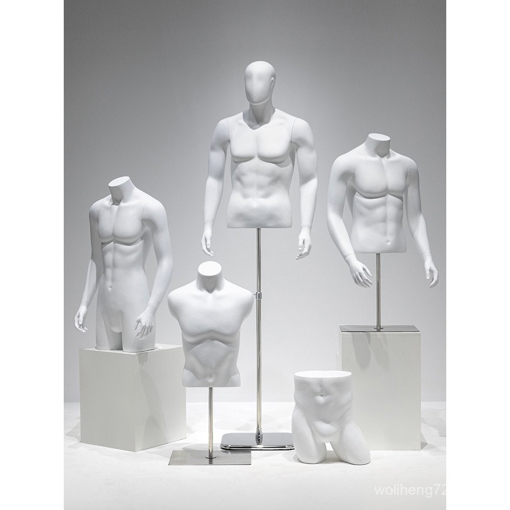 Male Mannequin Display Stand Half Body Fake Human Body Mannequin Black ...