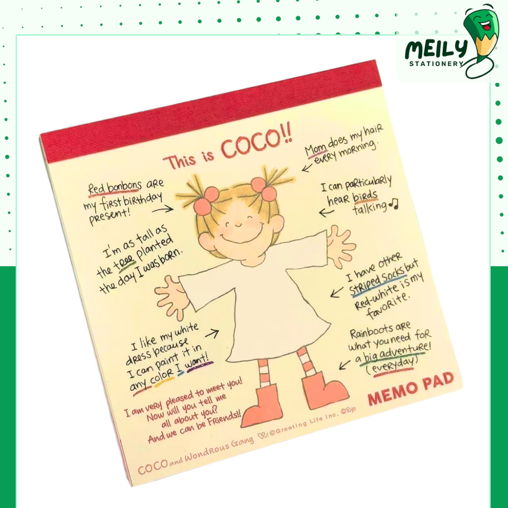 MeNo Pad Coco Girl NO64 Cute Cartoon Notebook 50 Sheets 4 With ...