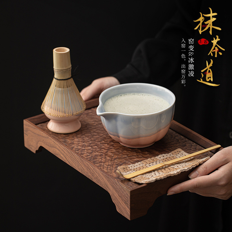 Ice Cream Matcha4Set of Matcha Bowl with Spout, Matcha Whisk Stand, Tea ...
