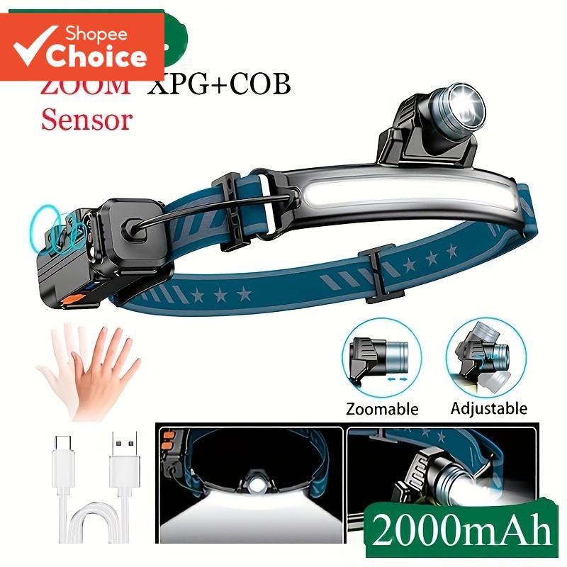 LED Head Lamp 270° Wide Beam Zoom Sensor Headlamp Rechargeable Water ...