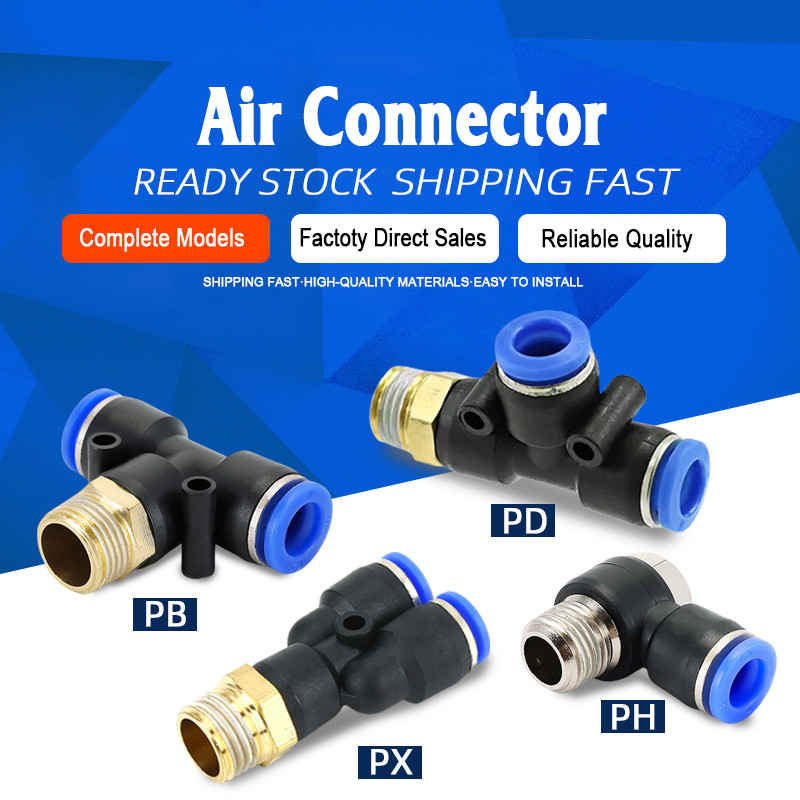 PB/PX/PH/PD Tube OD Male Thread Coupler Y Style Push In Fittings ...