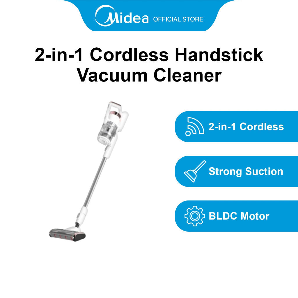 Midea 25,000Pa MVC-V18PR Grey/White 2-in-1 Cordless Vacuum Cleaner ...