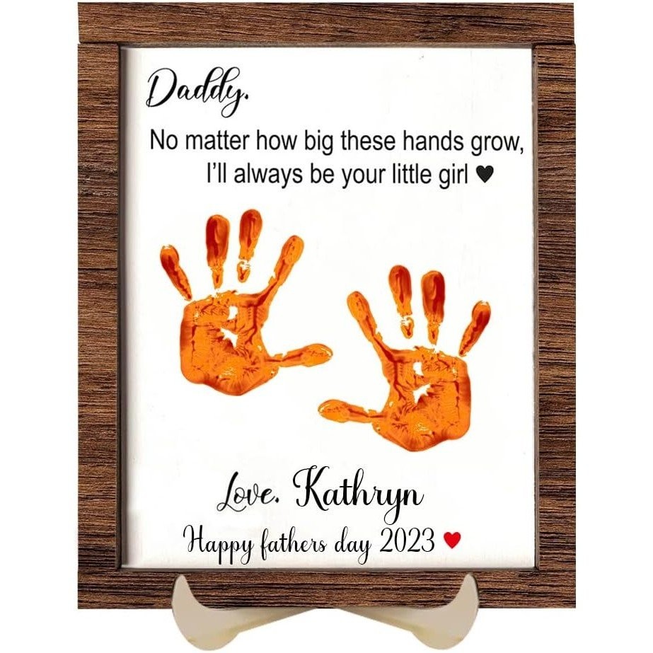 Personalized Father's Day Handprint Sign, Custom Daddy's DIY Handprint ...