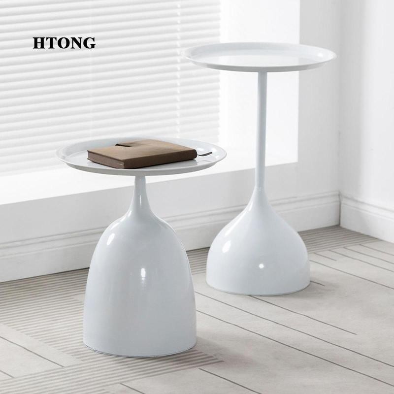 [Htong] Round End Side Table Drink Desk Smooth Multifunction Decor ...